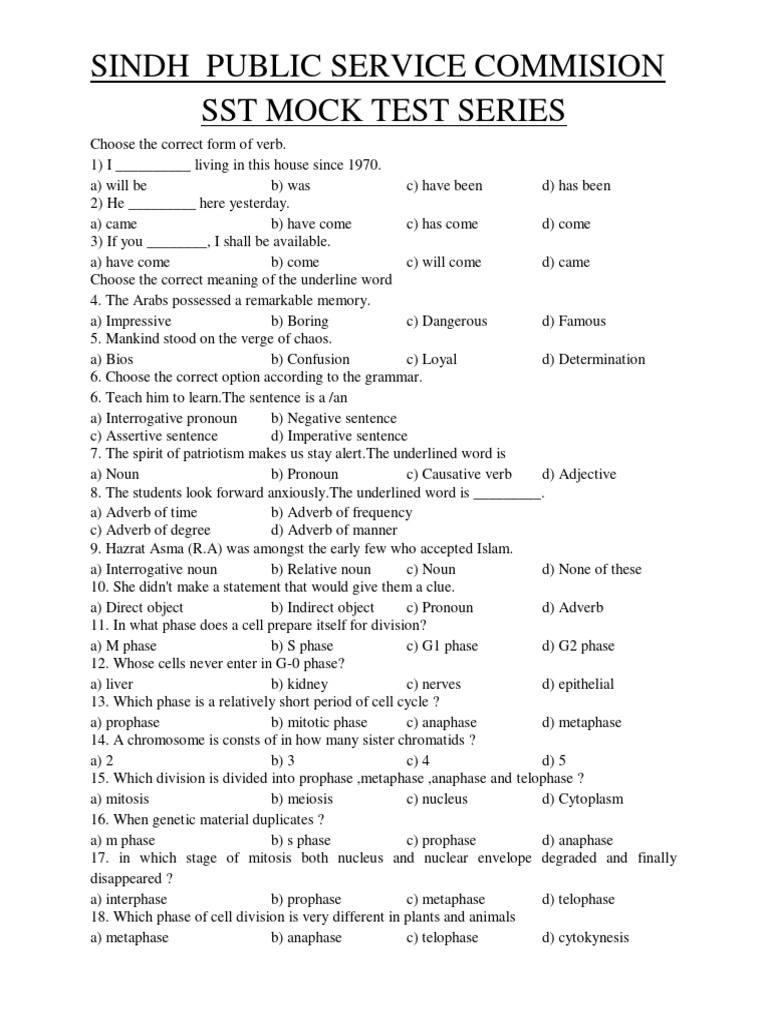 Mock Test Series | PDF | Mitosis | Cell Biology