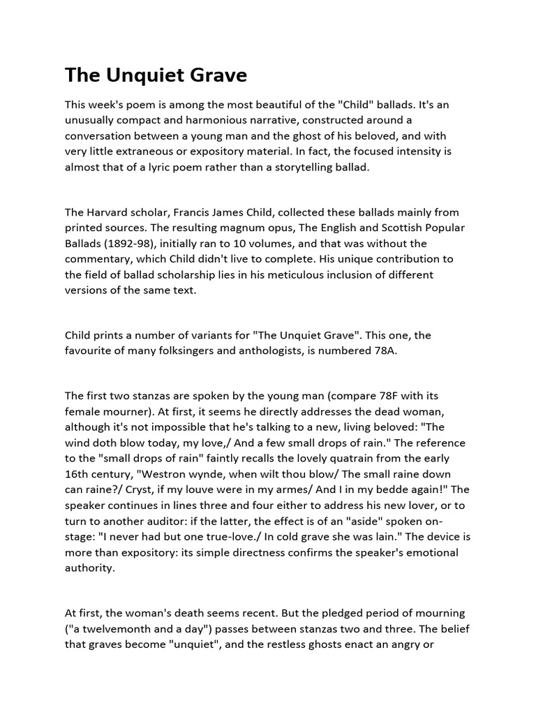 The Unquiet Grave | PDF | Ballad | Ghosts