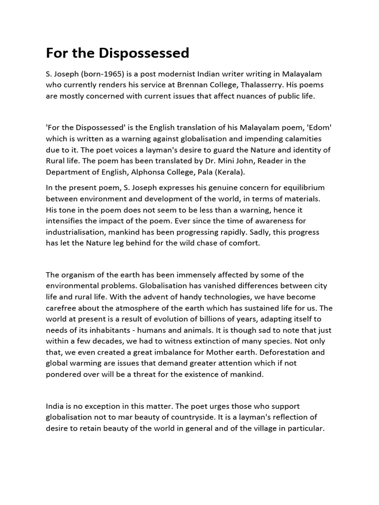 For The Dispossessed | PDF | Natural Environment | Nature