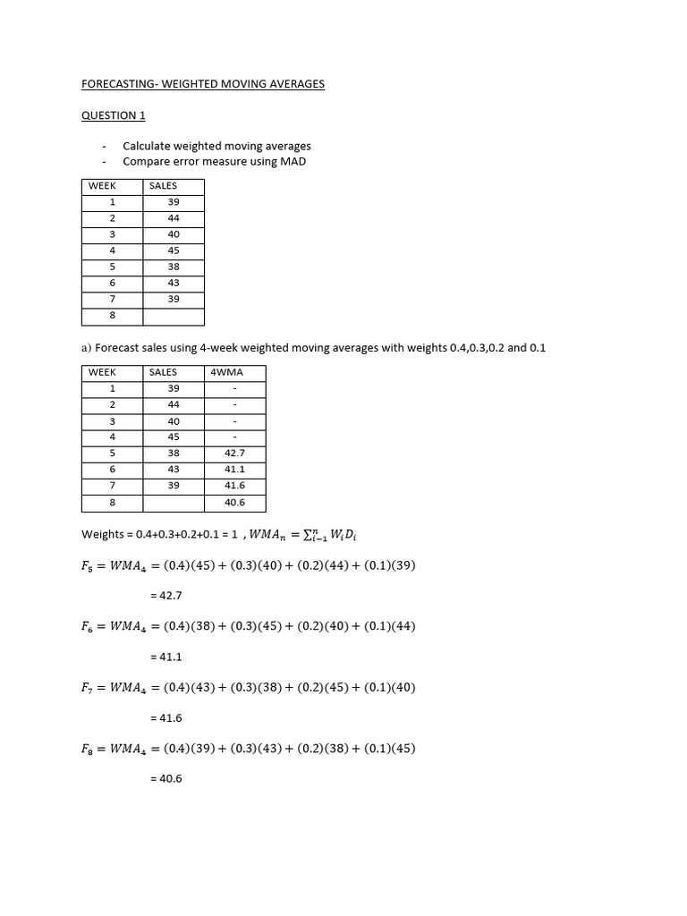 BTMMS1 2 Nisa Nadiah Binti Mohd Shaifolazham B062010240 Forecasting Exercise PDF | PDF ...