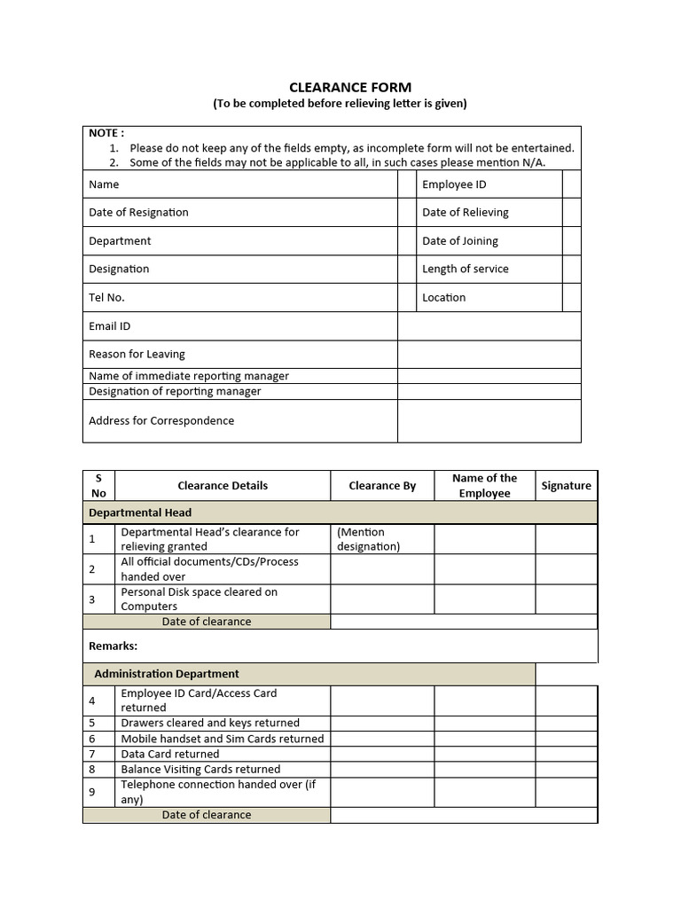 Clearance Form | PDF | Information Technology | Computing
