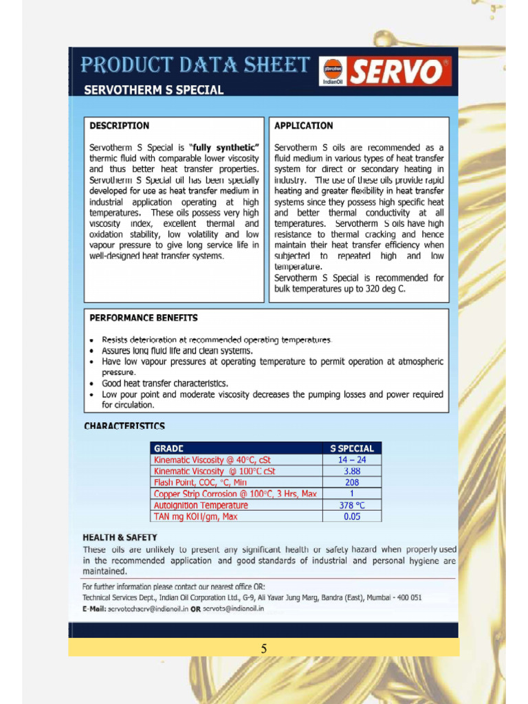 Servo Therm Synthetic Fluid Oil | PDF