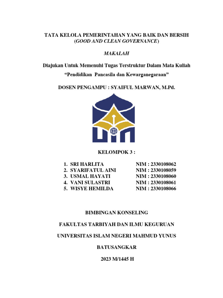 Makalah Kel 3 PPKN (Clean and Good Governance) | PDF | Bisnis | Ilmu Sosial