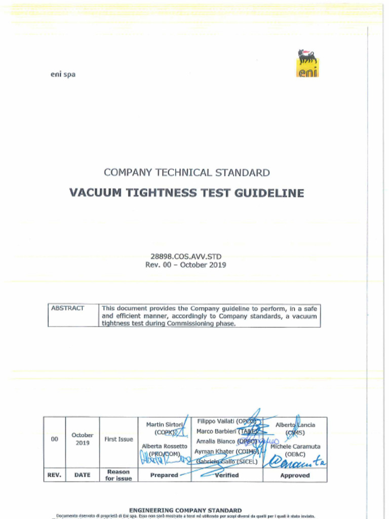 28898E00 - ENI TS - Vacuum Tightness Test Guideline | PDF