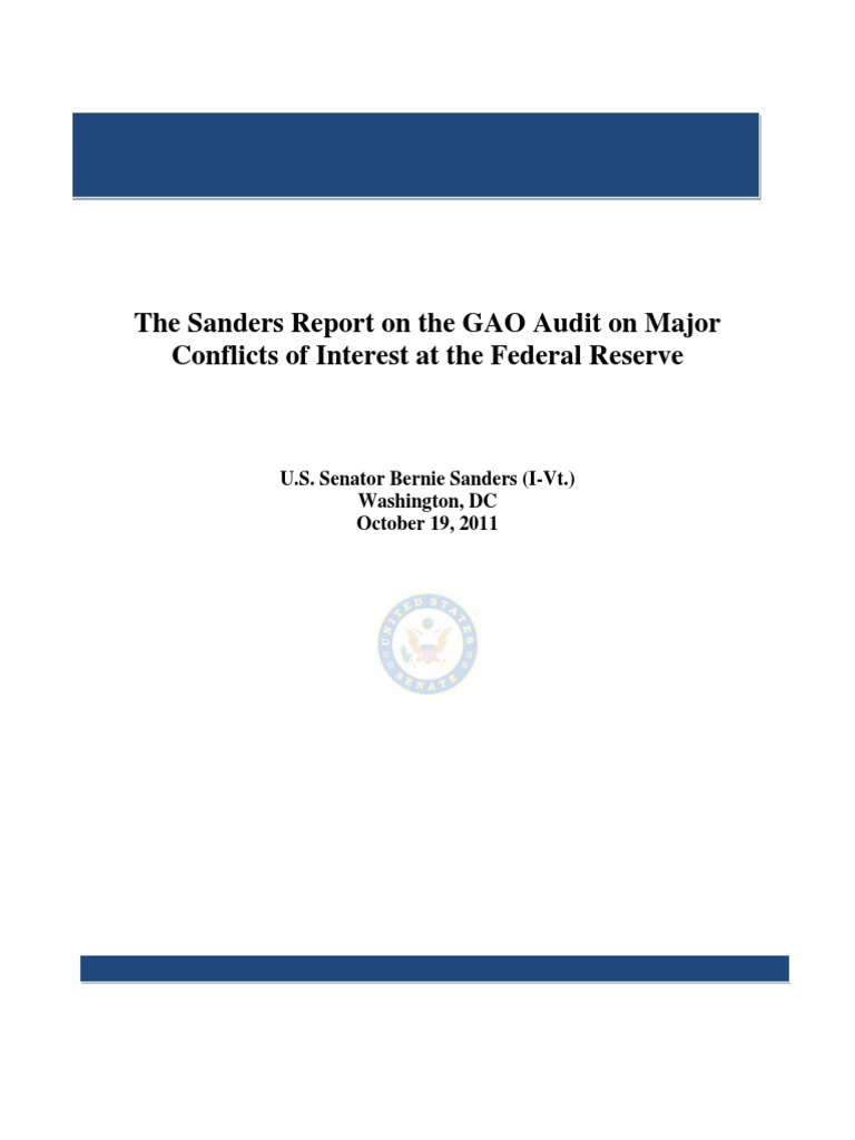 The Sanders Report On The Gao Audit On Major Conflicts of Interest at ...