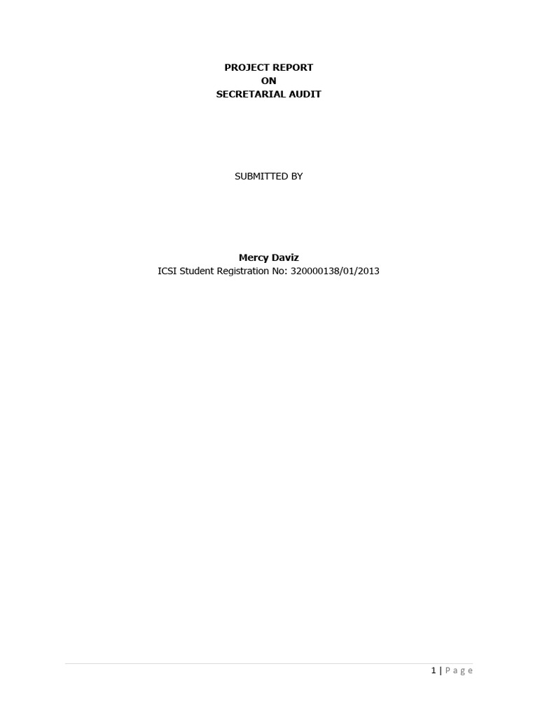 Mercy Daviz Project Report Secretarial Audit Revised | PDF | Audit | Stocks Mercy Daviz Project Report Secretarial Audit Revised | PDF | Audit | Stocks
