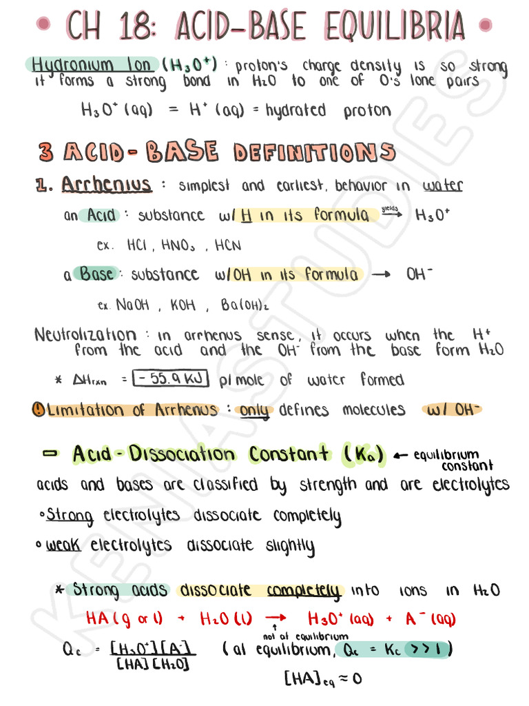 CH 18A - Acid Base Equilibria | PDF