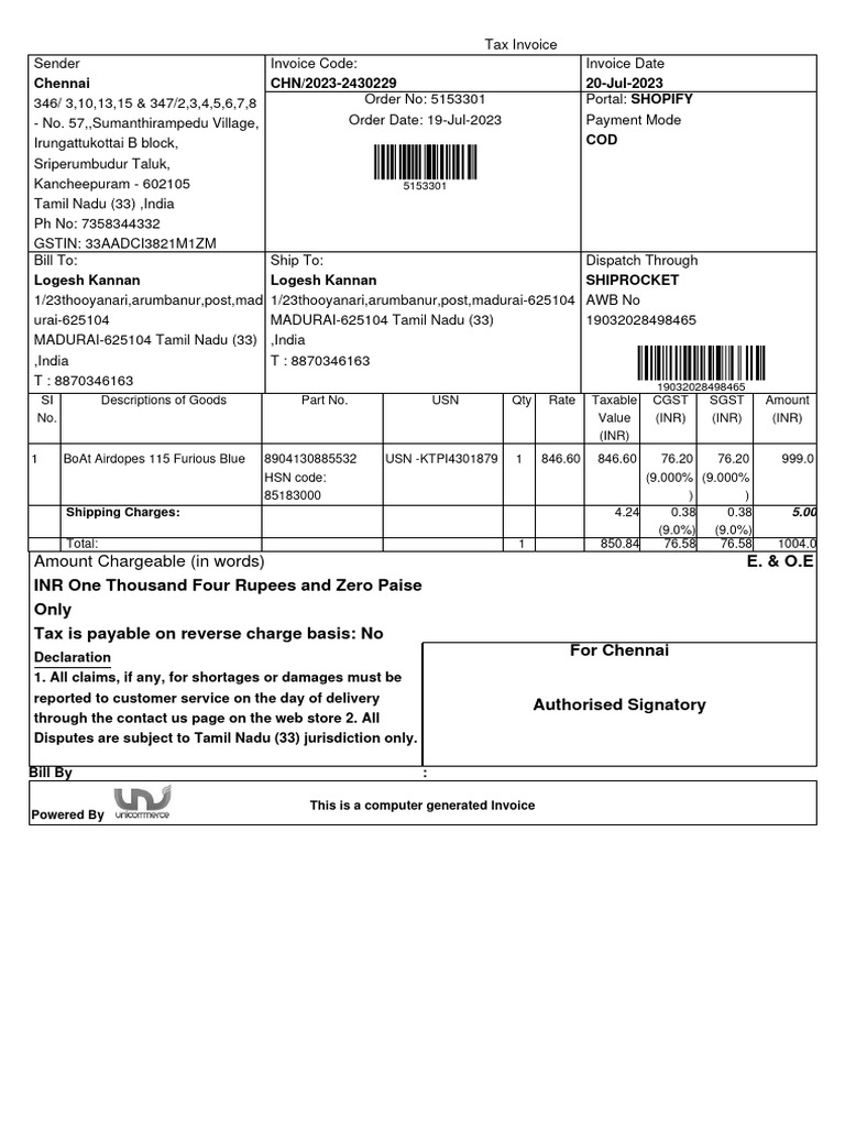 Boat Invoice | PDF | Economies | Payments