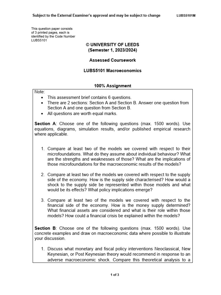 Required Documents PDF Macroeconomics Theory
