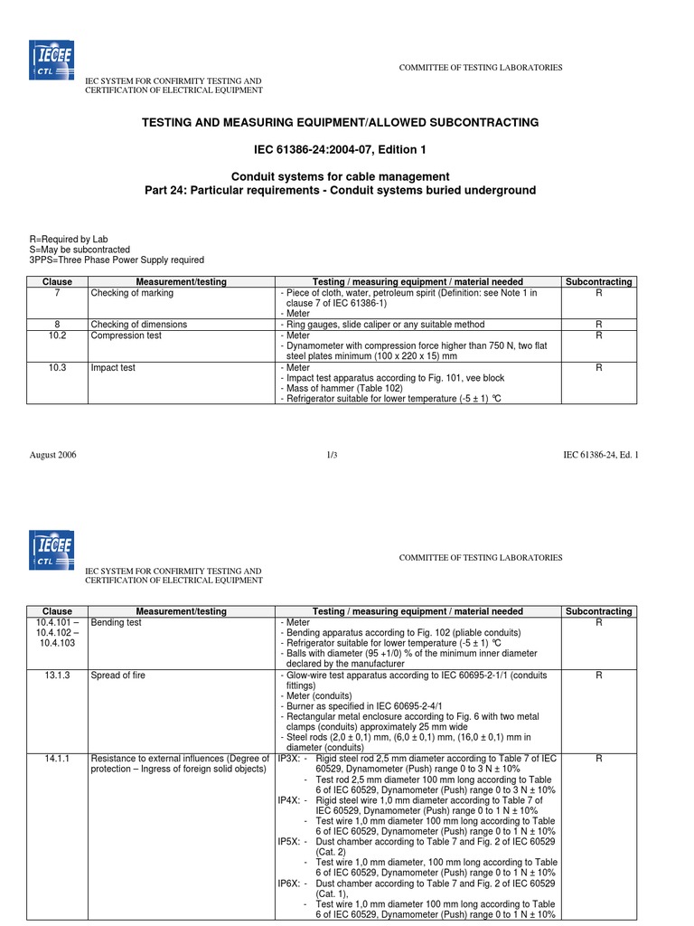 IEC 61386-24: Underground Conduit Testing | PDF | Manufactured Goods ...