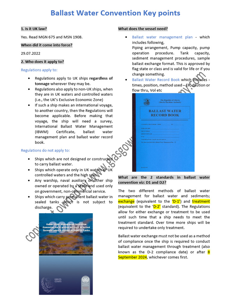 Ballast Water Convention Key Points July 2022 - 220815 - 132101 | PDF ...