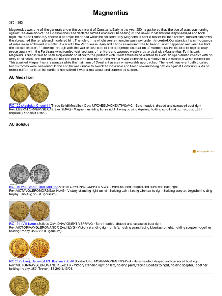 Magnentius | PDF | Constantine The Great | Roman Emperors