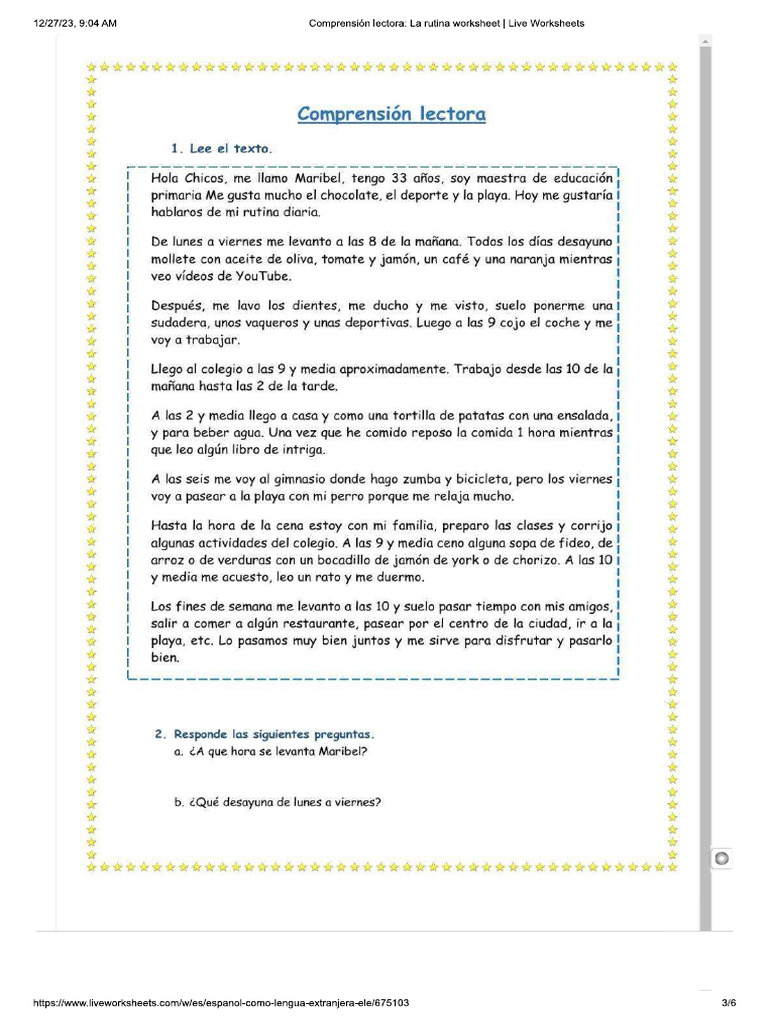 Rutina Diaria B1 | PDF