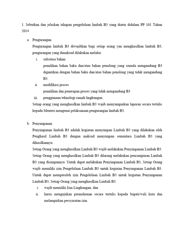 Tahapan Pengelolaan B3 PP 101 Tahun 2014 | PDF