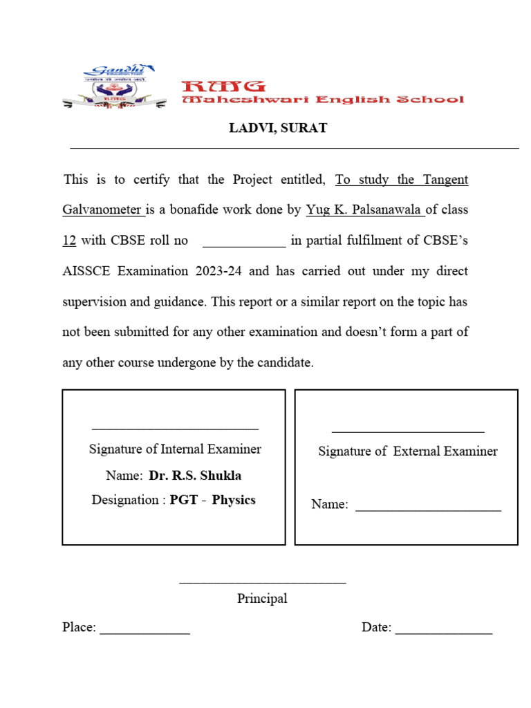 Yug Physics Investigatory Project | PDF | Earth's Magnetic Field | Materials Science