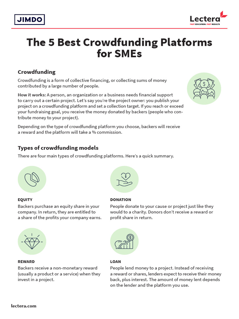 Crowdfunding Platforms for SMEs | PDF | Indiegogo | Business