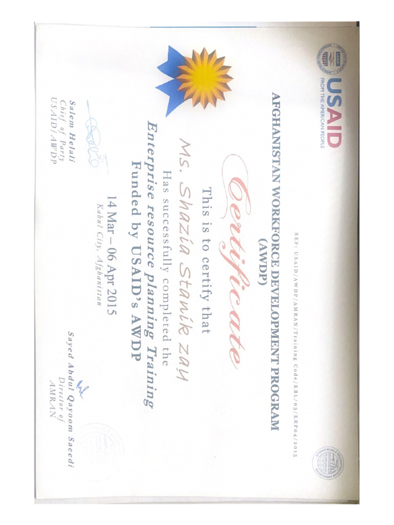 Training Certificate | PDF