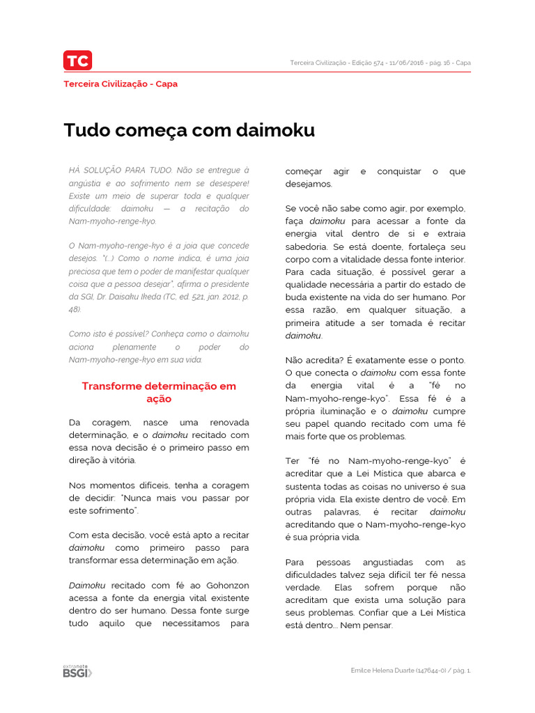 Tudo Comeca Com Daimoku | PDF | Fé