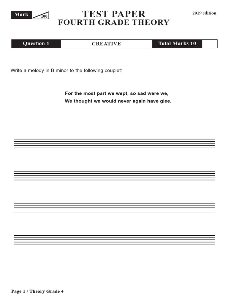 Grade 4 Music Theory Test Paper | PDF