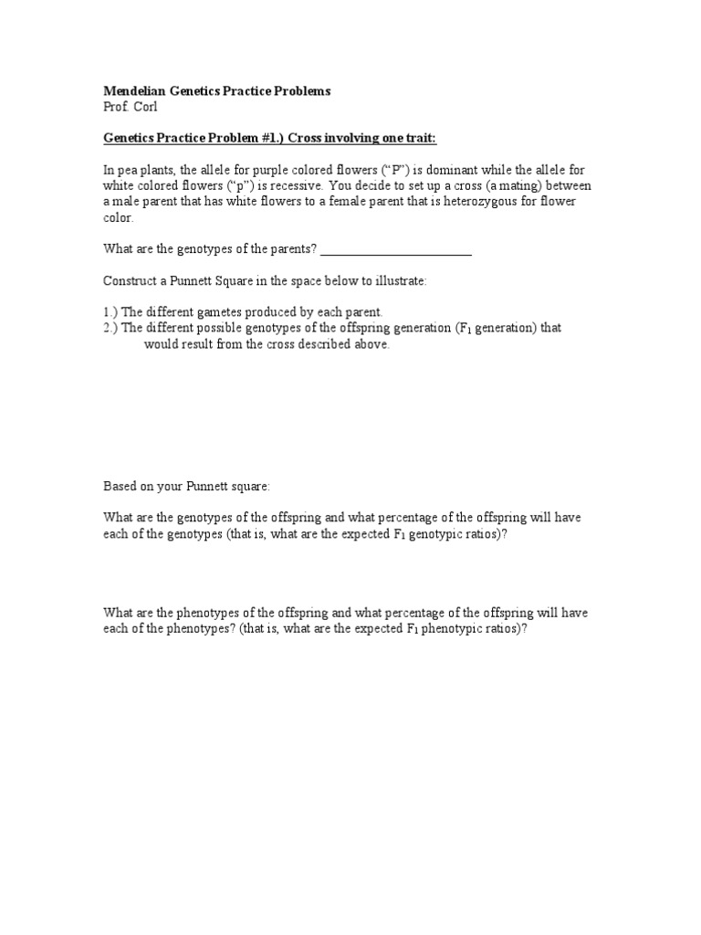 Genetics Practice Problems | PDF | Dominance (Genetics) | Genotype