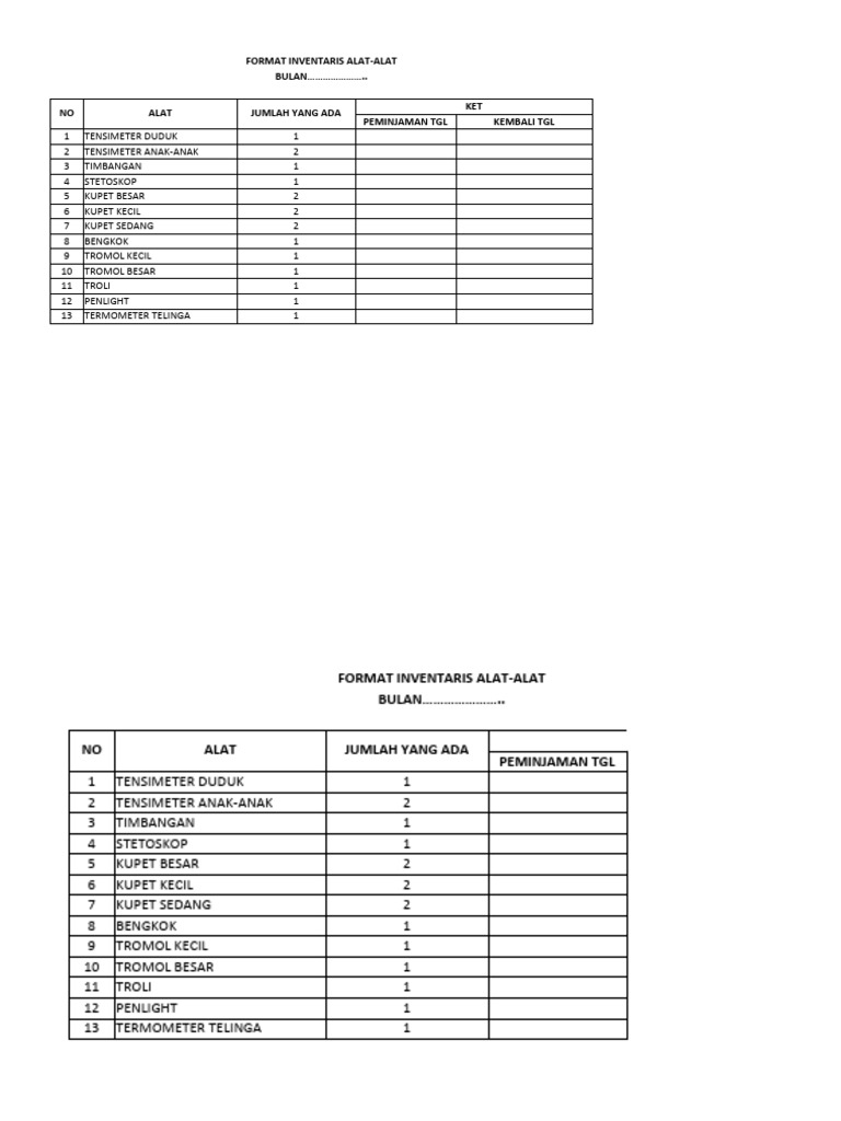 Laporan Inventaris Alat | PDF