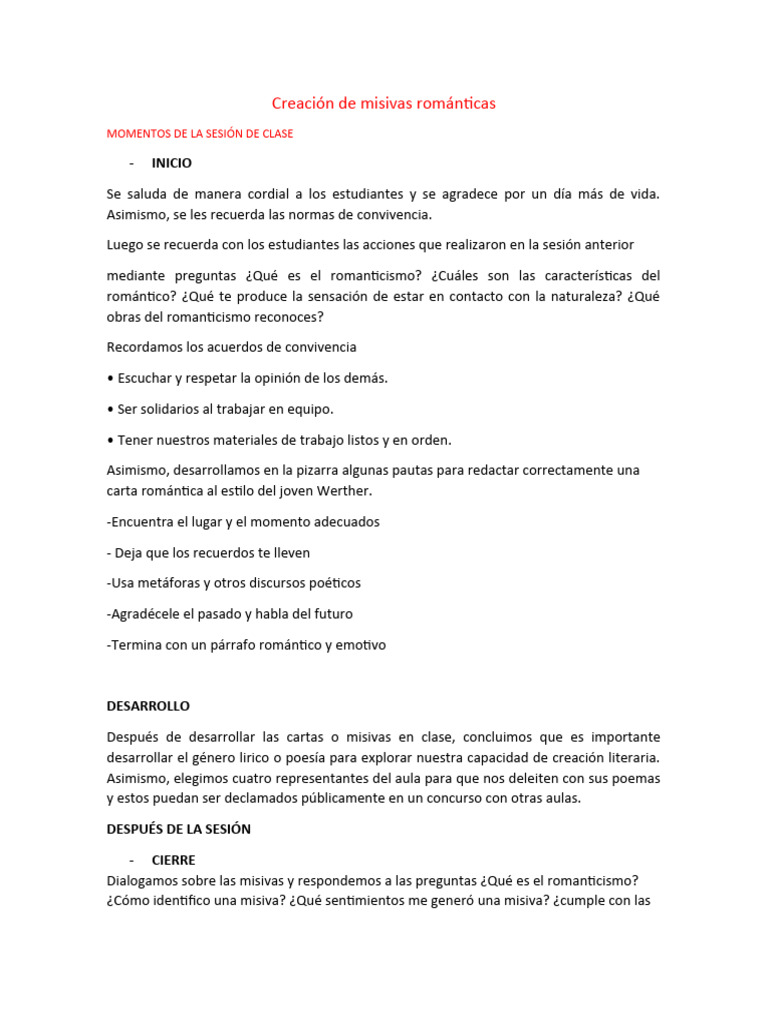 Creación de misivas románticas | PDF