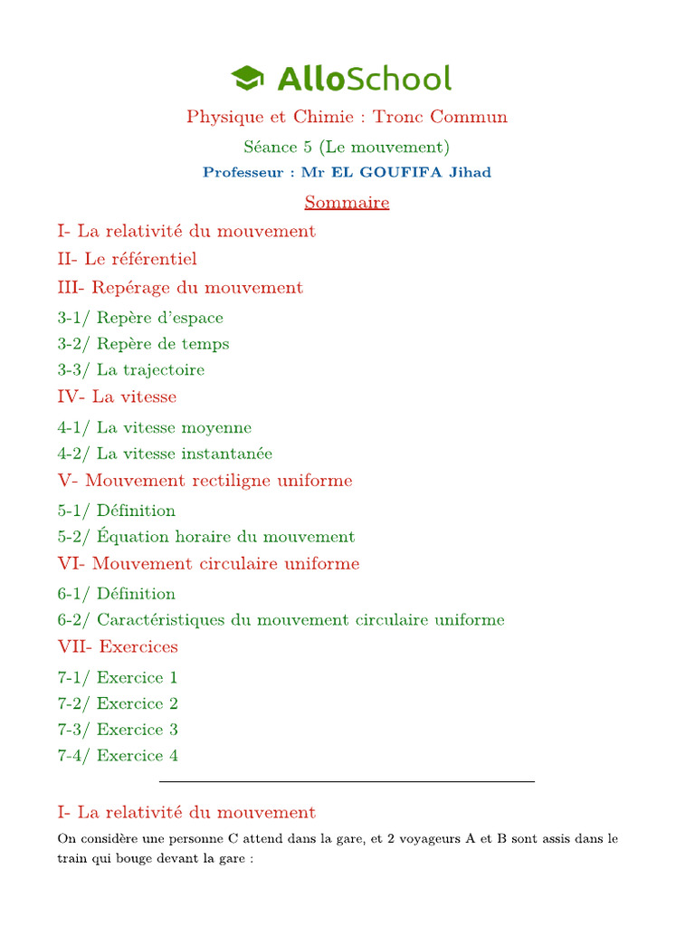 Seance 5 Le Mouvement | PDF