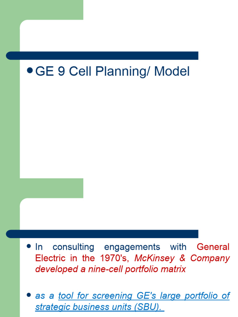 Module III - GE Nine Cell Matrix | PDF | General Electric | Private Sector Module III - GE Nine Cell Matrix | PDF | General Electric | Private Sector