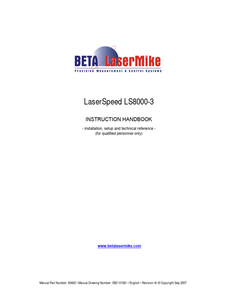 Laser Beta Lasermike ls8000 3 User Manual | PDF | Laser | Electrical Engineering