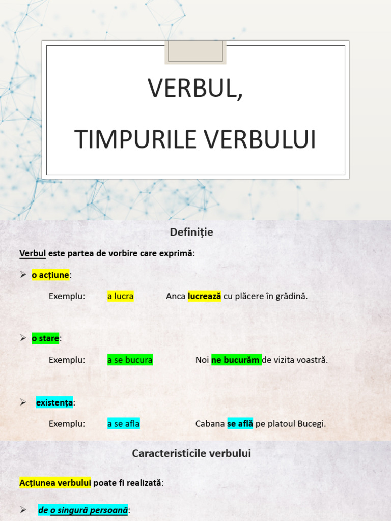 R040301 Clasa A IV-A Verbul, Timpurile Verbului | PDF