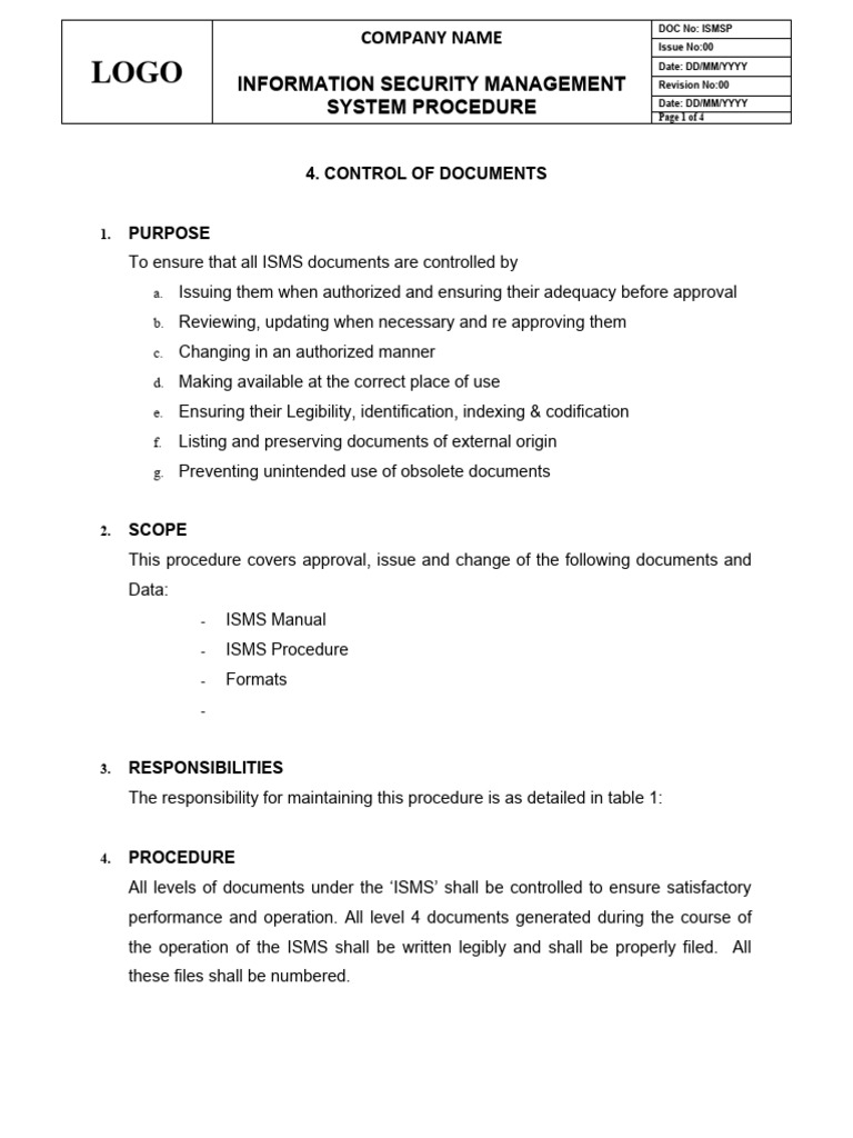 Isms 27001 03 Control of Documents | PDF | Information Security | Audit