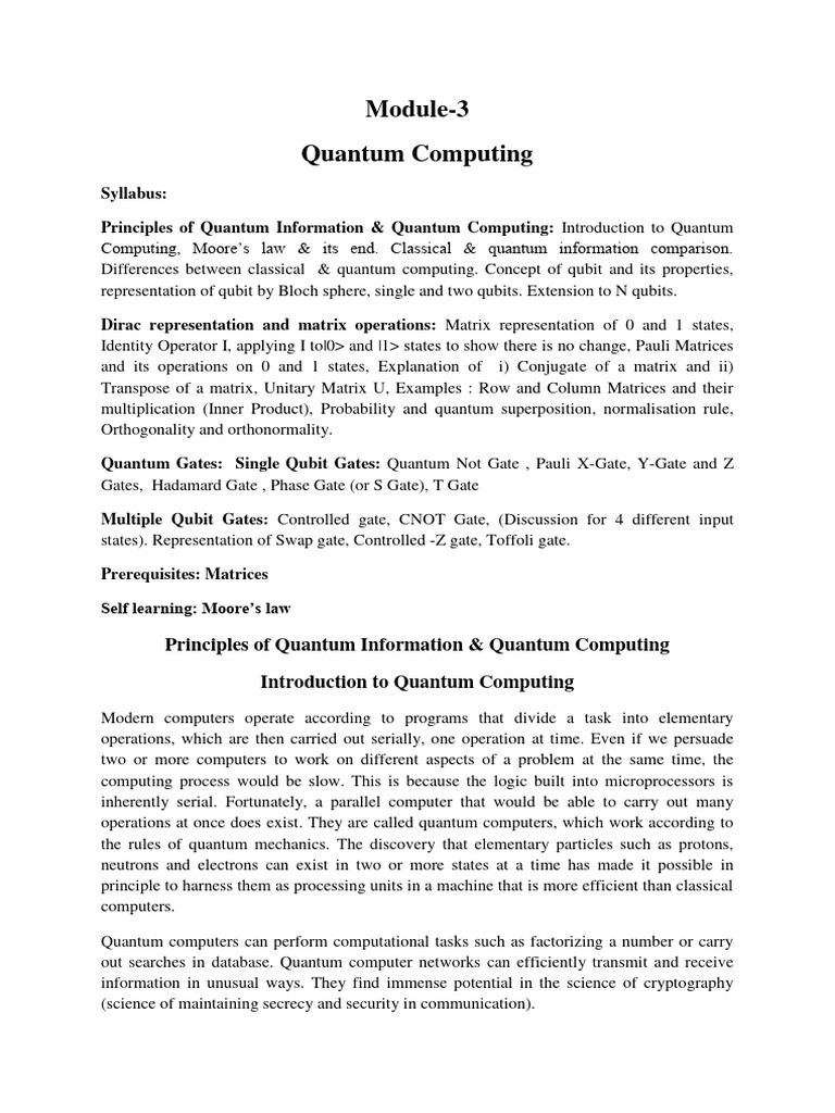 M3 - Quantum Computing - 2022-23 | PDF | Matrix (Mathematics) | Quantum ...
