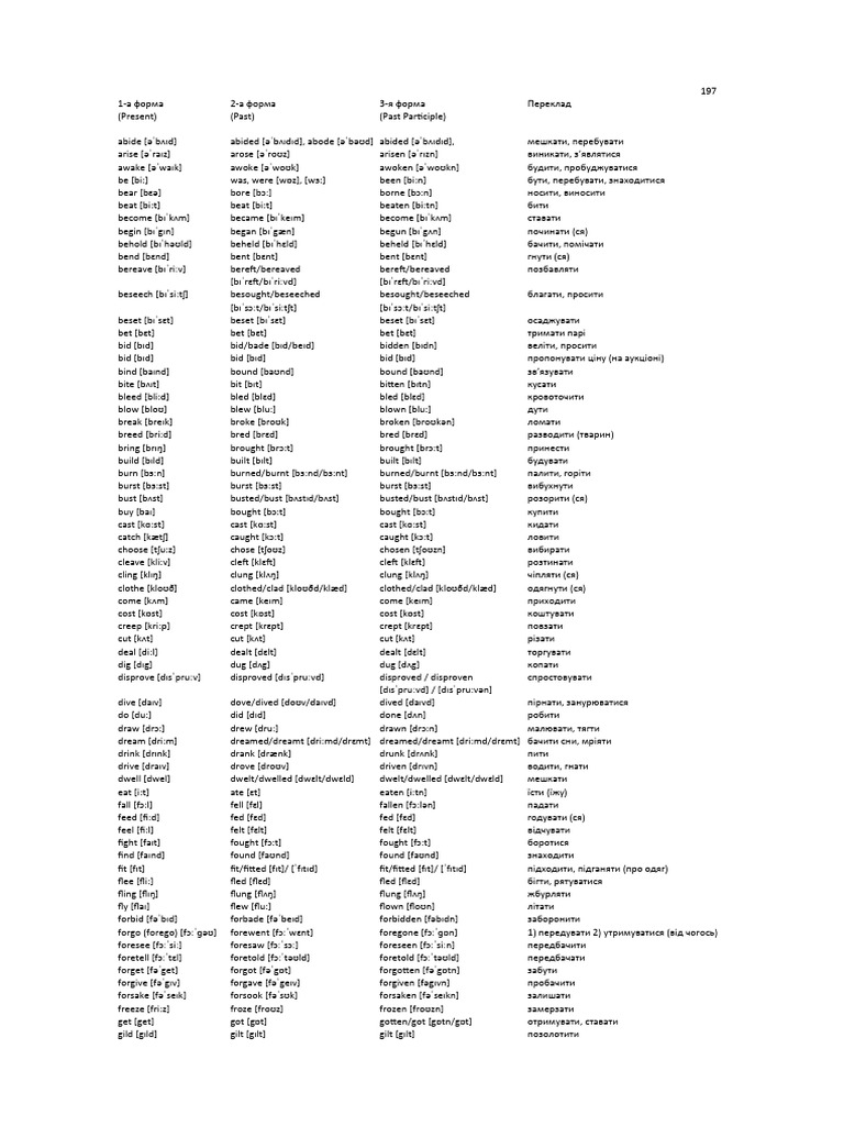 Irregular Verbs All | PDF
