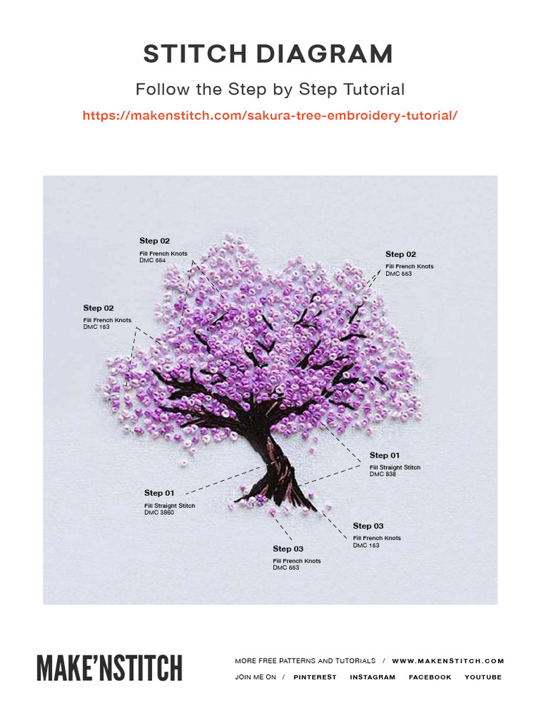 Instructions Sakura Tree | PDF | Embroidery | Surgical Suture