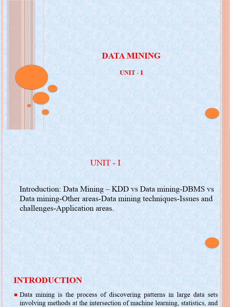 Unit I DM | PDF | Data Mining | Data