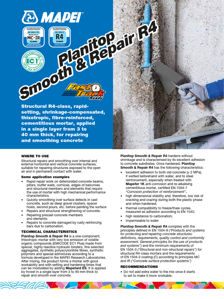 Mapei Planitop | PDF | Concrete | Mortar (Masonry)