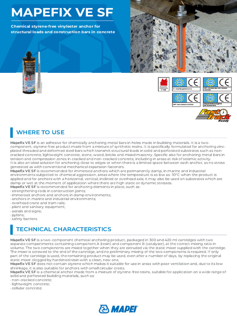 Mapei Mapefix | PDF | Concrete | Extrusion