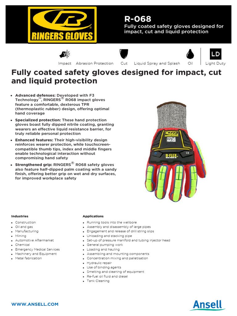 Ringers ANti-Impact Gloves-R068 Manual | PDF | Glove | Pipe (Fluid ...