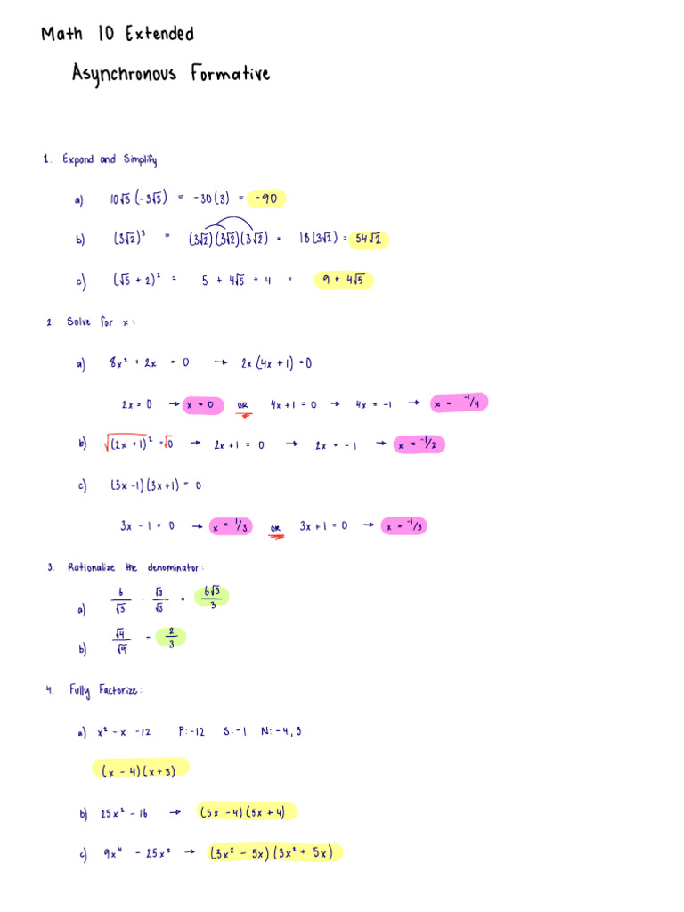 Math Formative Asynchronous 19-10 | PDF