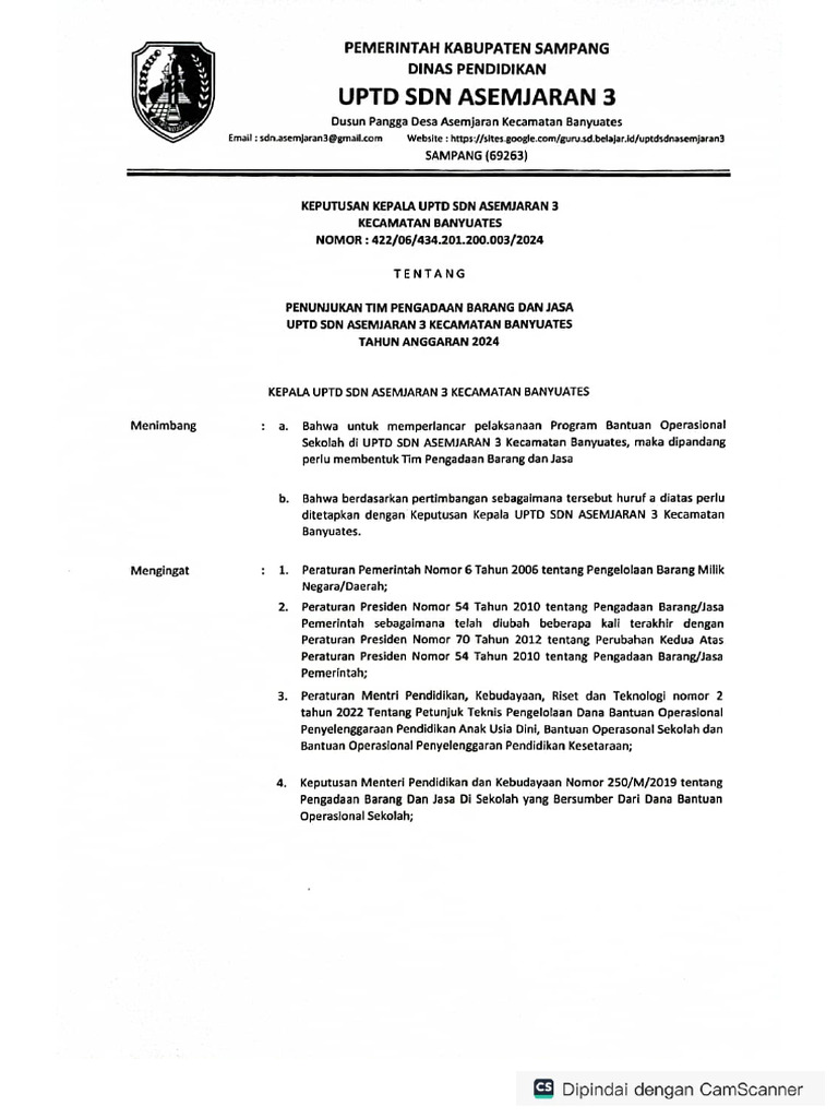 Lampiran SK Tim PBJ | PDF