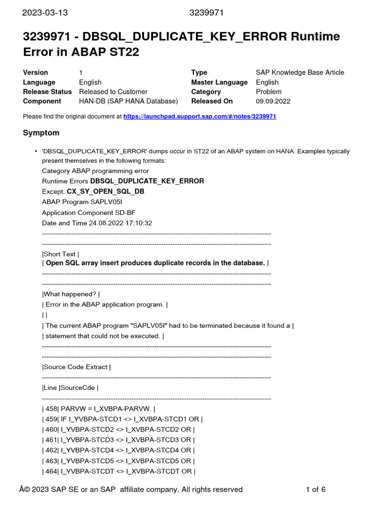 Sap Note 3239971 | PDF | Database Index | Computer Science Sap Note 3239971 | PDF | Database Index | Computer Science