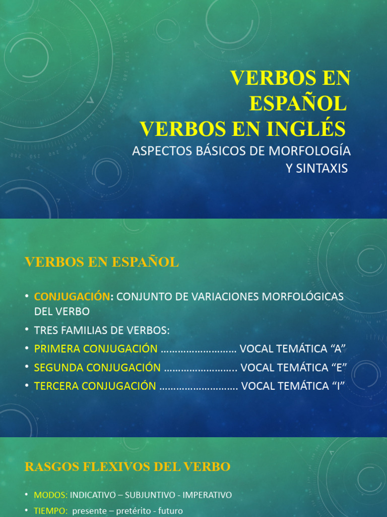 Presentación Verbos | PDF | Verbo | Conjugación gramatical