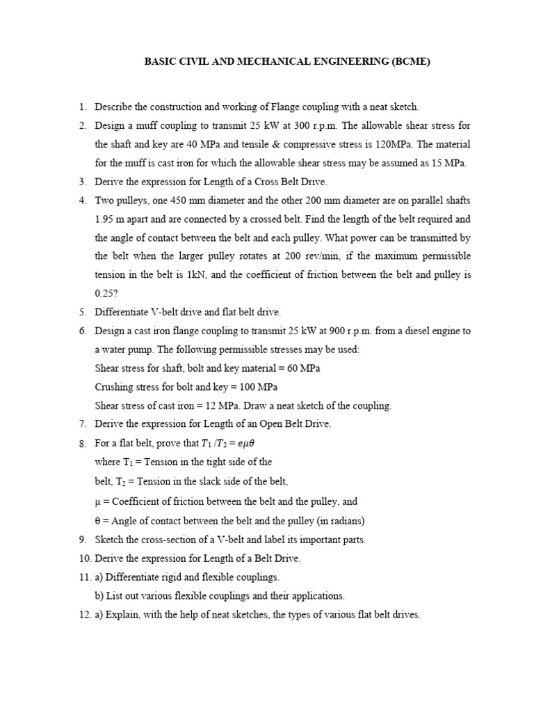 Civil & Mechanical Engineering Tasks | PDF