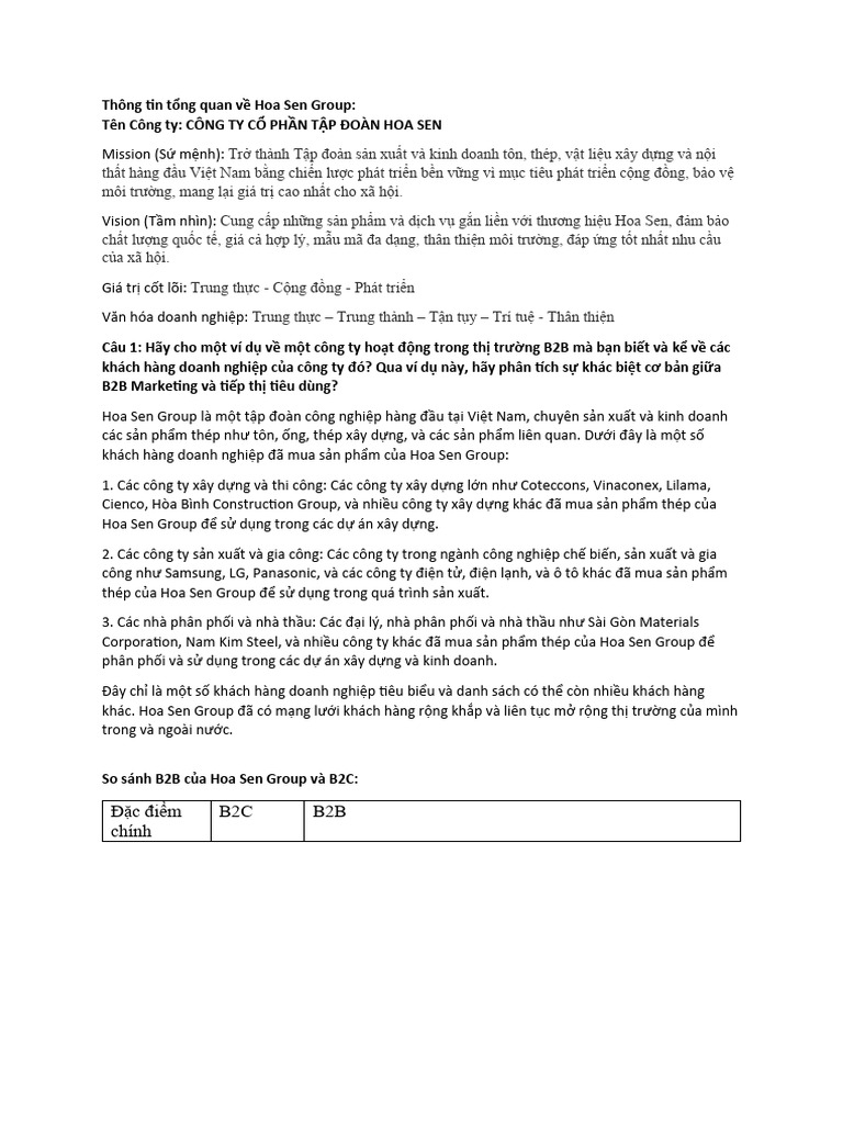 Đặc điểm chính B2C B2B | PDF