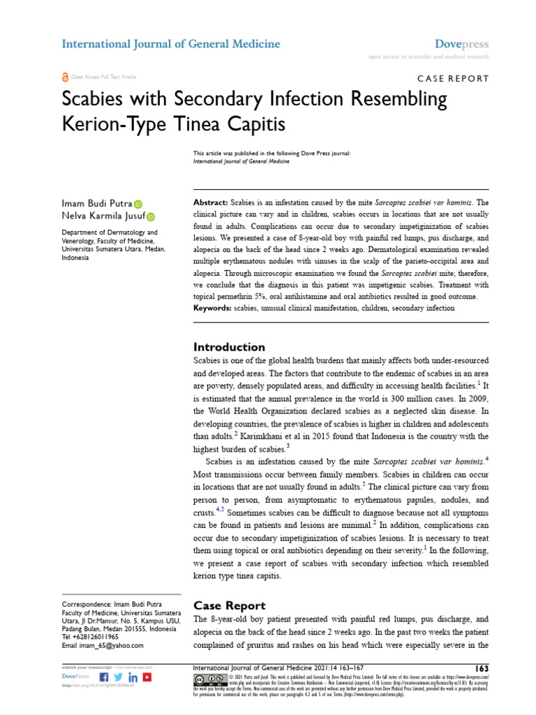 Scabies With Secondary Infection Resembling Kerion | PDF | Immunology ...