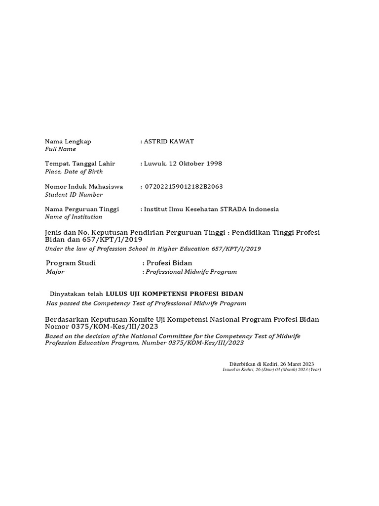 Data Serkom Profesi Bidan Maret 2023 | PDF | Health Sciences | Human ...