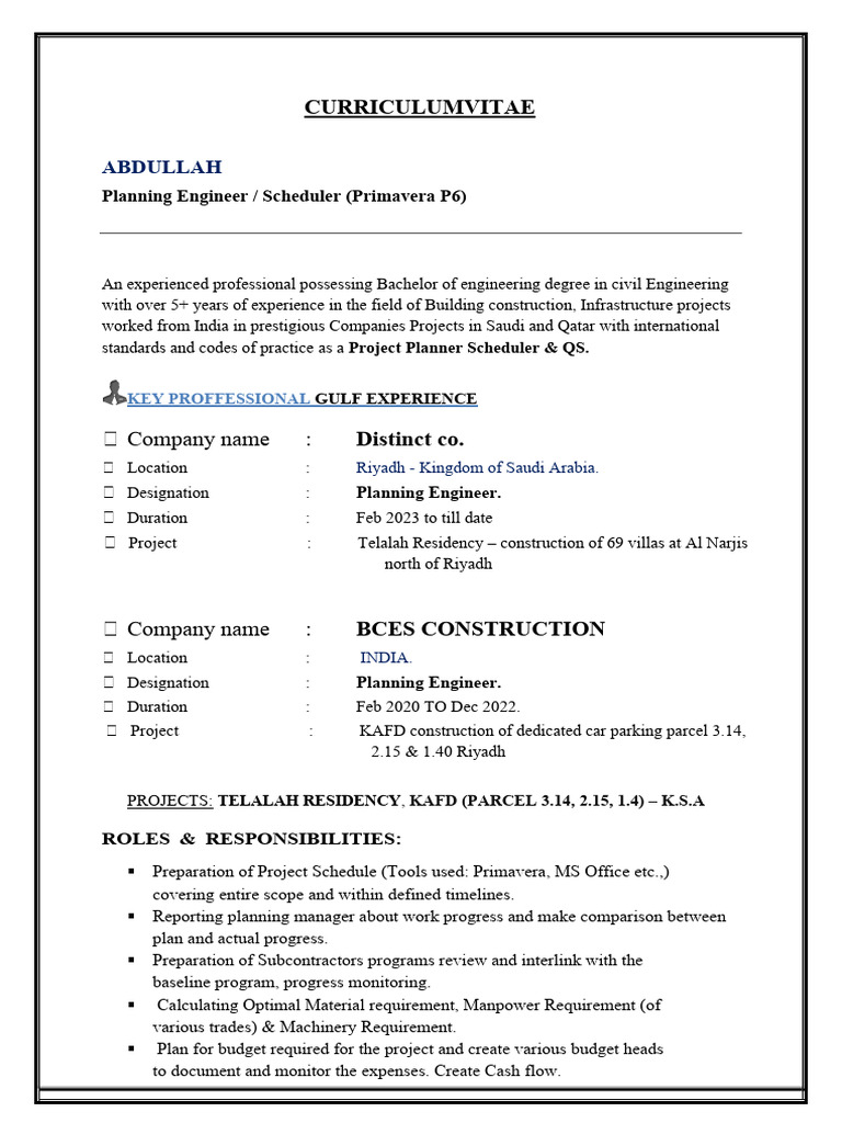 Project Planner Scheduler CV | PDF | Engineering