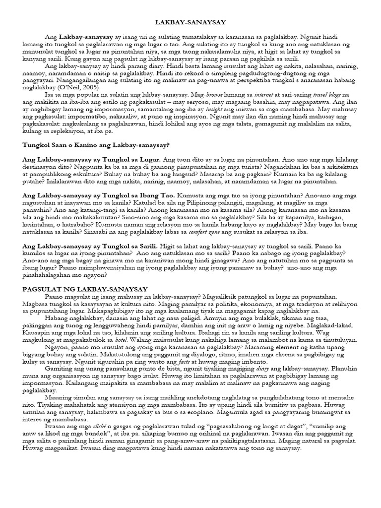 Lakbay Sanaysay | PDF
