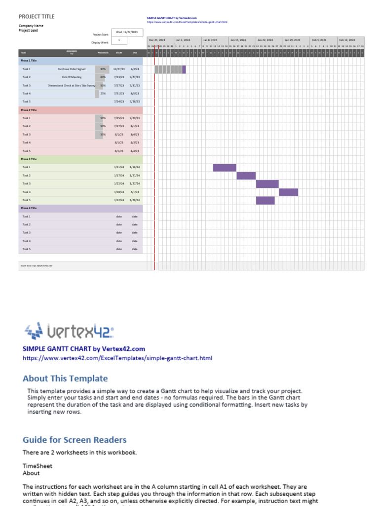 Simple Gantt Chart | PDF | Spreadsheet