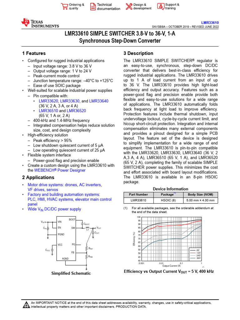 LMR33610 Datasheet | PDF | Electrostatic Discharge | Capacitor